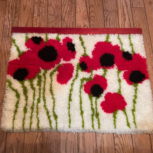 Vintage | Wall Decor | Vintage Latch Hook Wall Hanging Decor Rug Shag ...